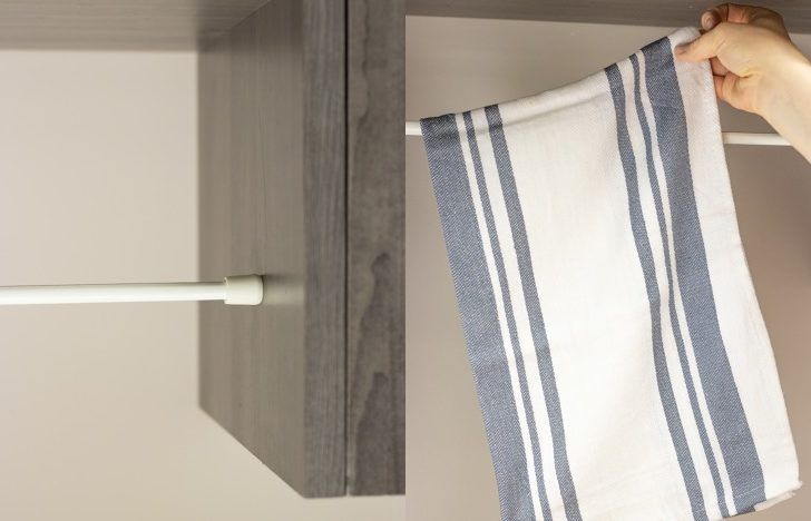 Easy DIY Kitchen Hack: Tension Rod Drying Rack - Forkly